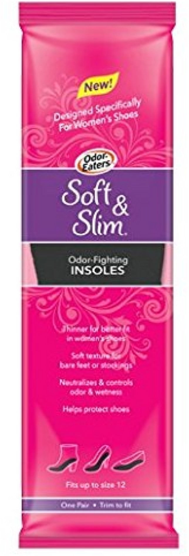 Odor-Eaters Women's Soft Touch Slim Insoles, Thin Deodorizing Shoe ...
