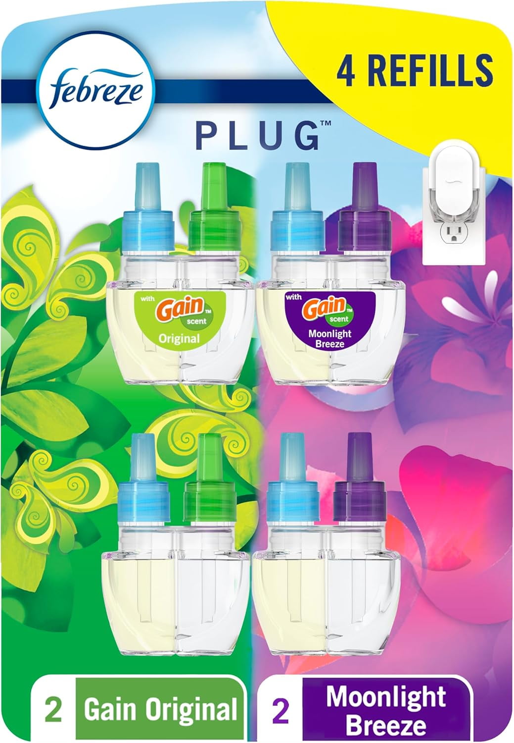 Odor-Fighting Fade Defy PLUG Air Freshener, Gain Moonlight Breeze, Gain ...
