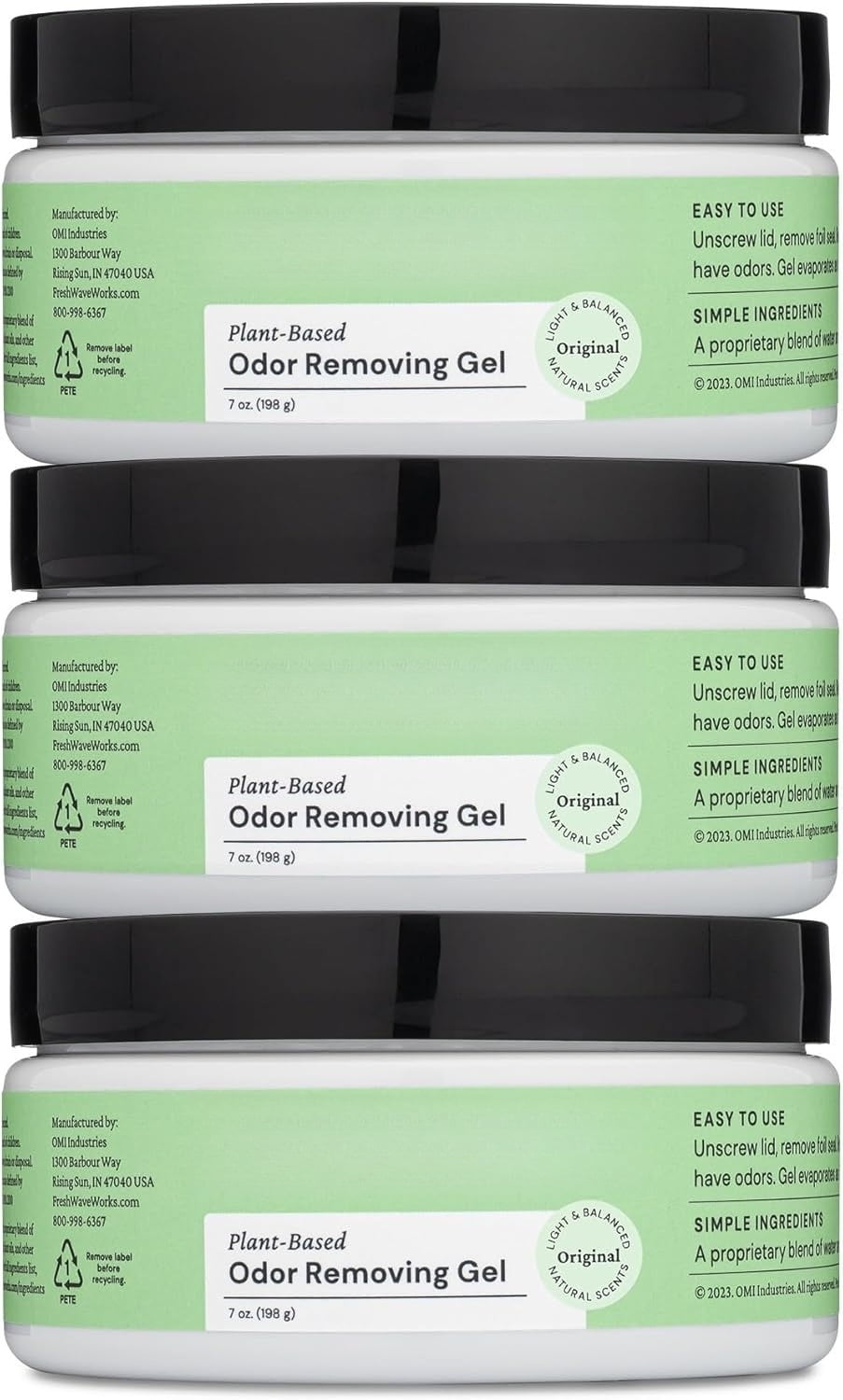 Odor Removing Gel, 7 oz., Pack of 3 - Odor Absorbers for Home, Safer ...