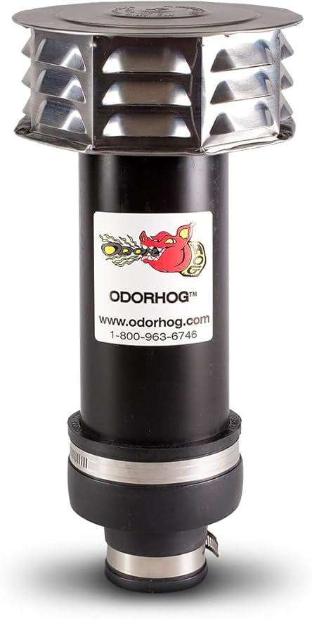 OdorHog Metal Cap Clamp On Vent Stack Pipe Filter 1.5" ABS Removes ...
