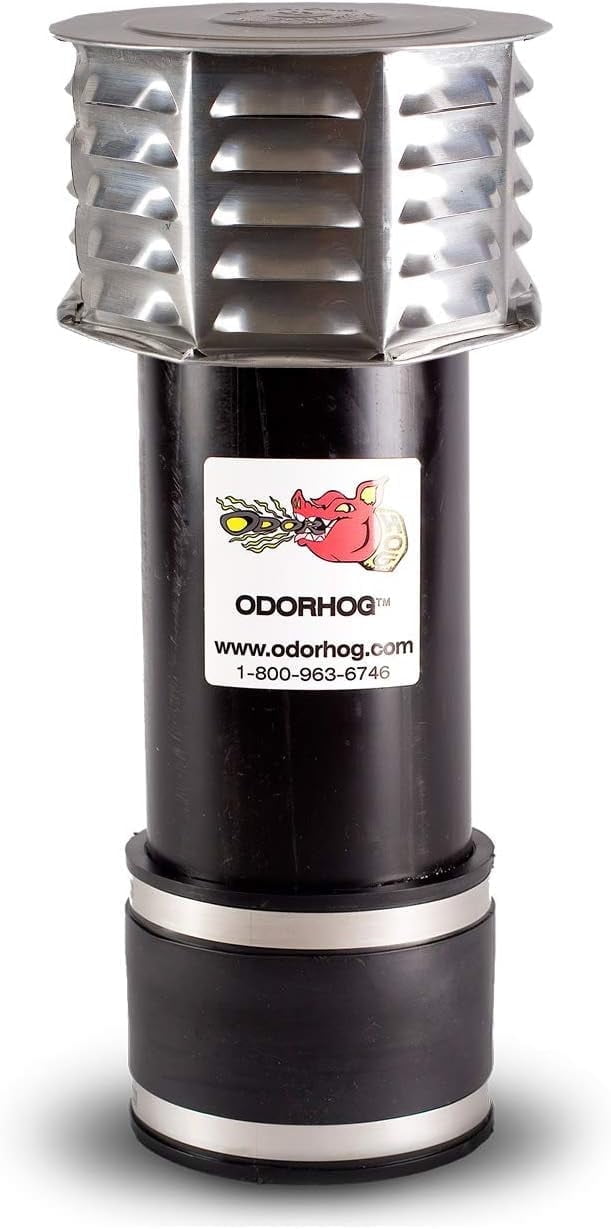 OdorHog Metal Cap Clamp On Vent Stack Pipe Filter 4" ABS Removes Septic ...