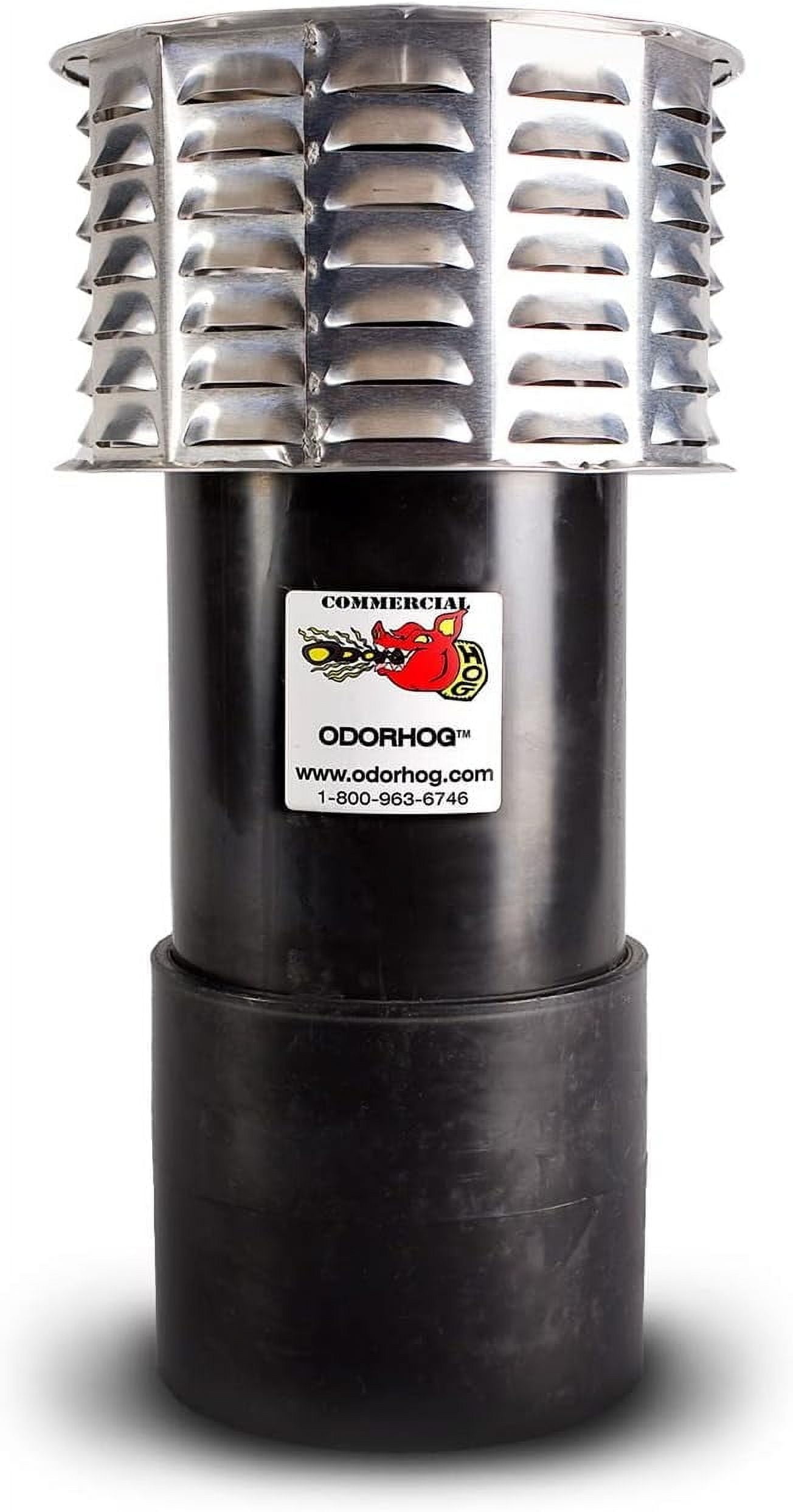 OdorHog Metal Cap Slip On Vent Stack Pipe Filter 6" Black ABS Remove ...