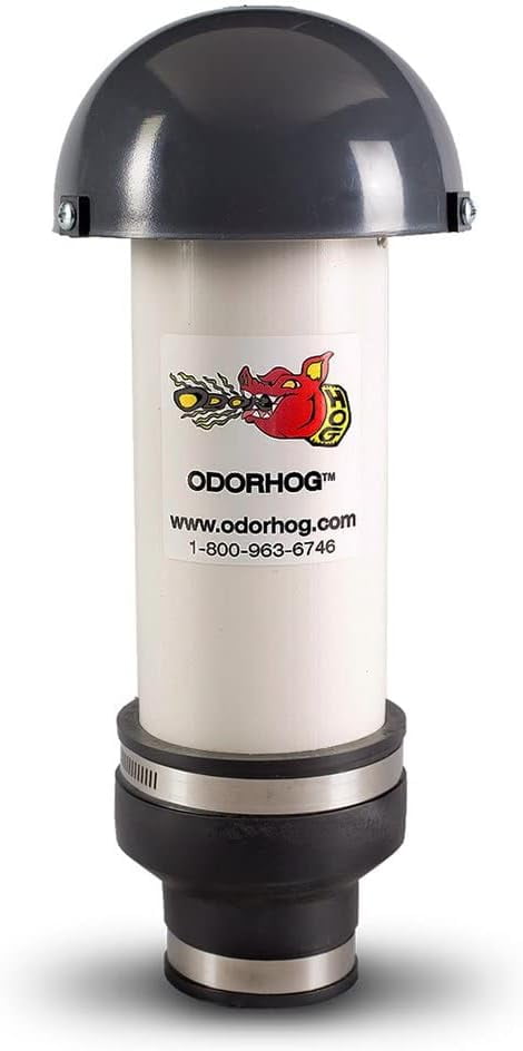 OdorHog Mushroom Cap Clamp On Vent Stack Pipe Filter 2" PVC Removes ...