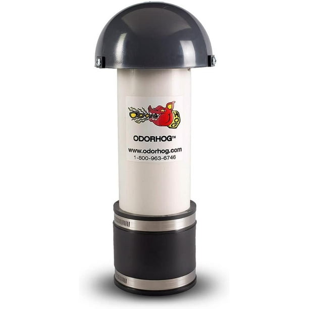 OdorHog Mushroom Cap Clamp On Vent Stack Pipe Filter 3" PVC Removes ...