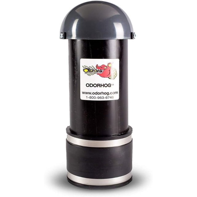 OdorHog Mushroom Cap Clamp On Vent Stack Pipe Filter 4" Black ABS ...