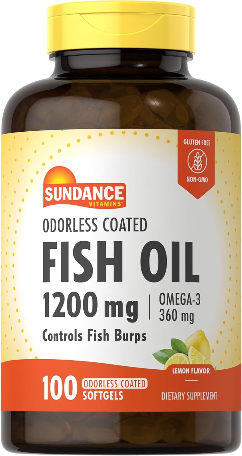 Odorless Fish Oil 1200mg | 100 Softgels | Lemon Flavor for Men and ...