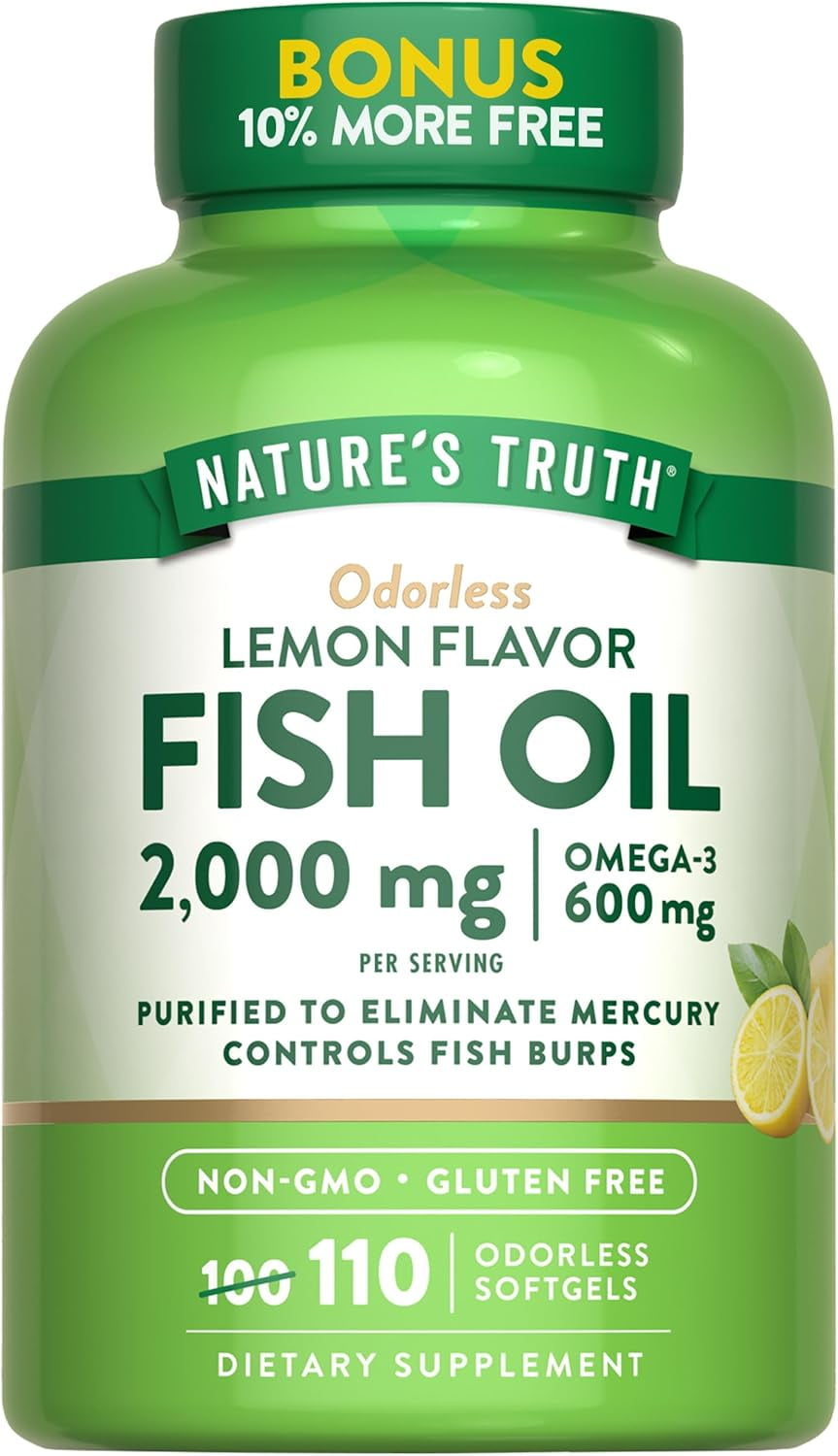 Nature's Truth Odorless Fish Oil 2000mg, EPA & DHA, 110 Burpless ...