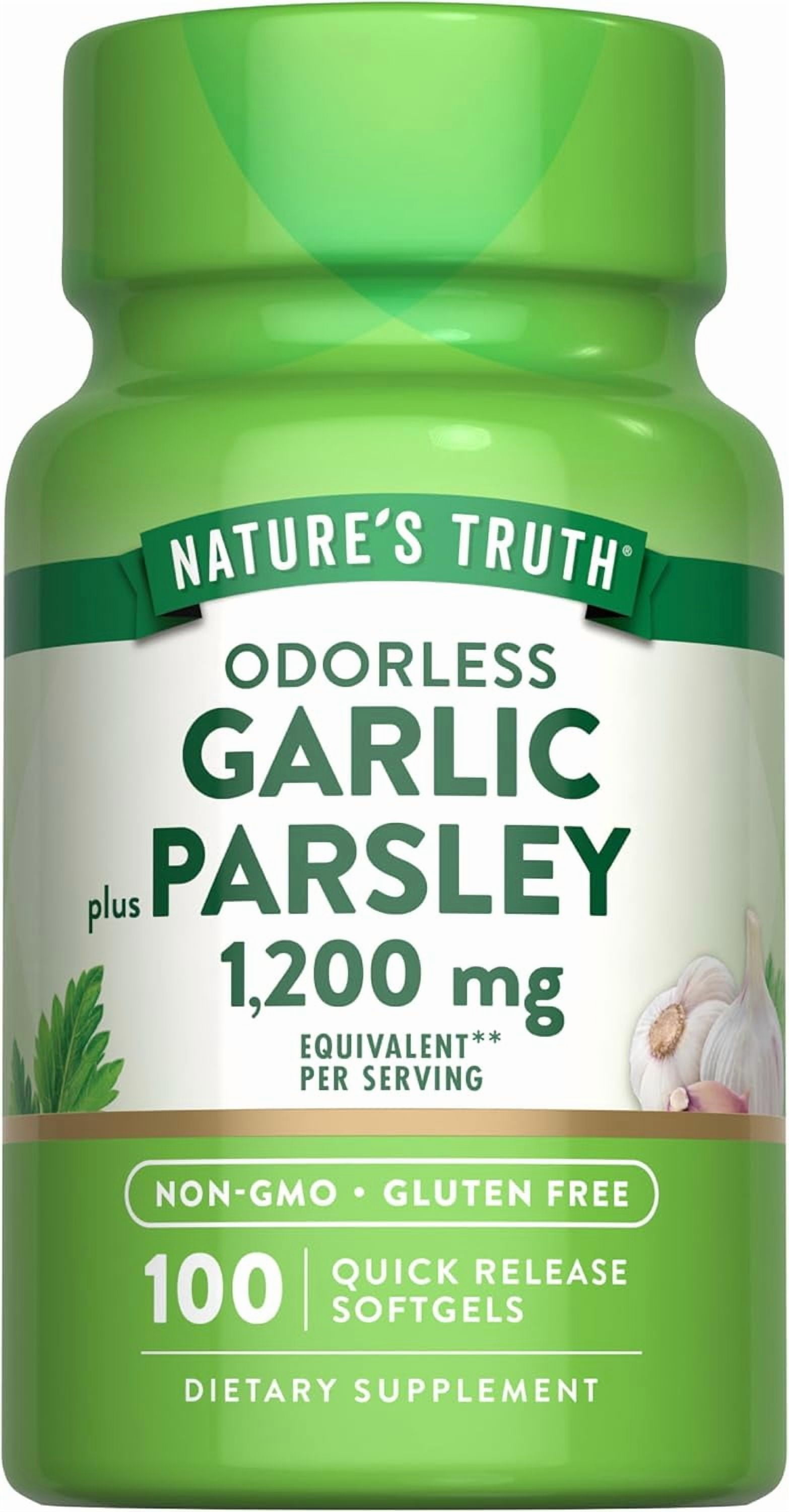 Nature's Truth Odorless Vitamin Capsules - Garlic & Parsley 1200mg, 100 ...