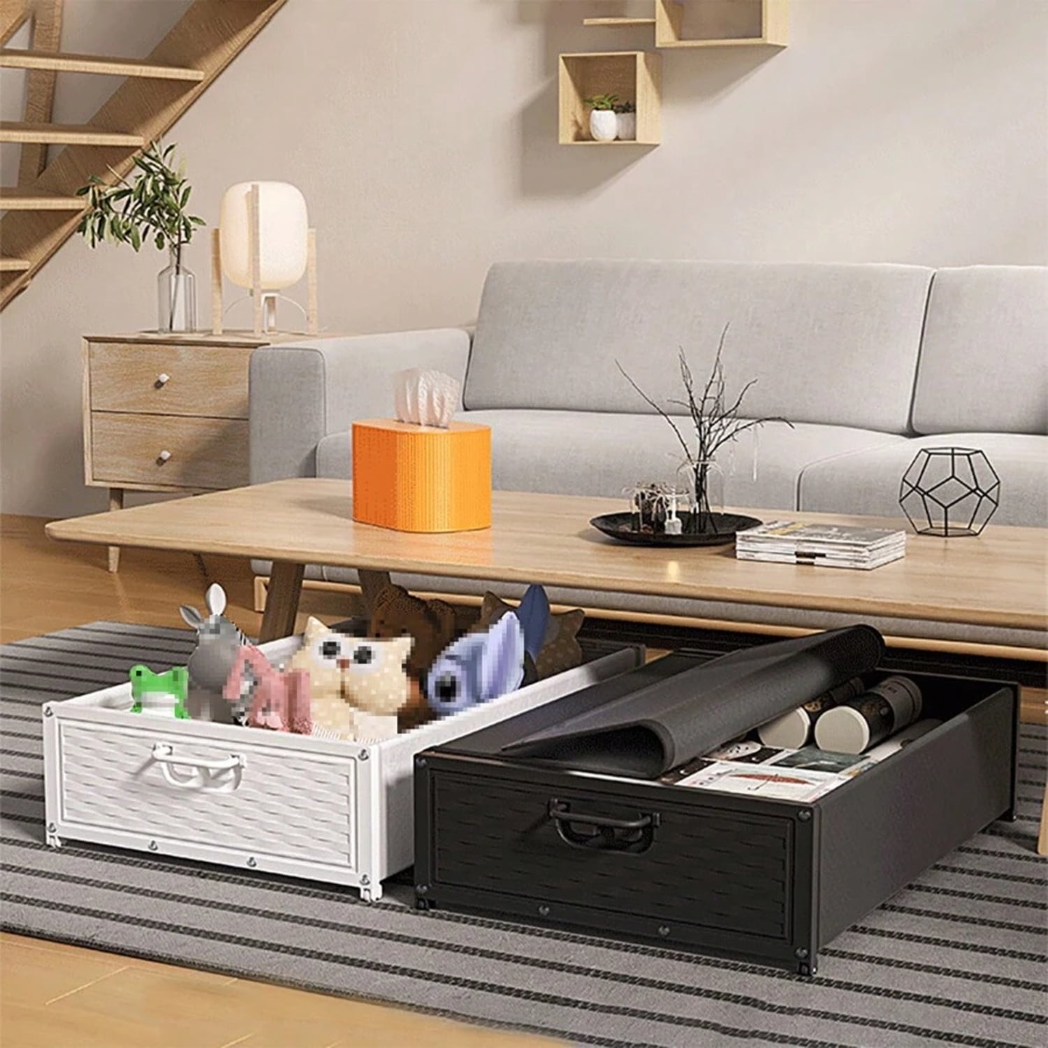 OdorsTT Metal Plastic Under Bed Storage, Container With Pulley For ...