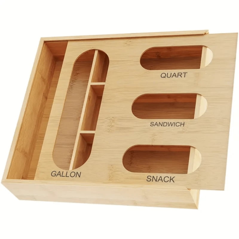 OdorsTT1pc Bamboo Ziplock Plastic Bag Storage Organizer, Kitchen ...