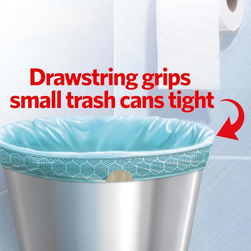 Odorshield Small Drawstring Trash Bags, 4 Gal, Febreze Beachside Breeze ...