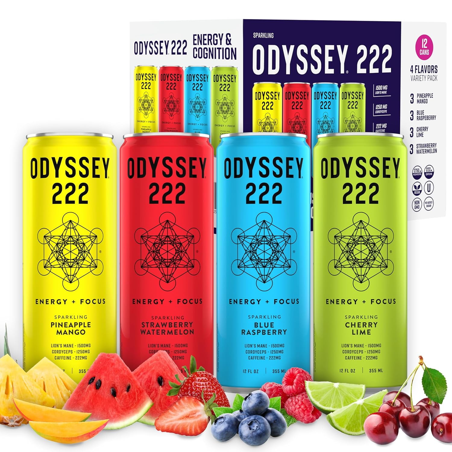 Odyssey 222 Energy Drink, Pre Workout, 222mg Caffeine, Clean Energy ...