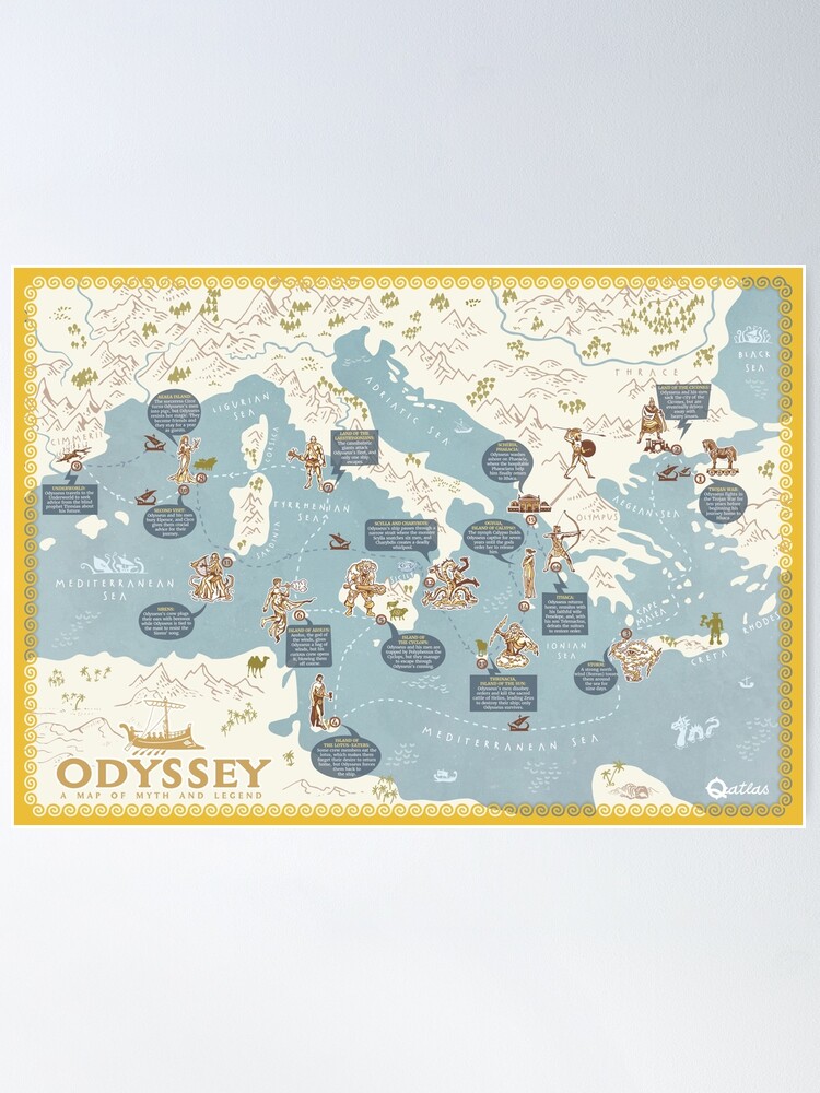 Odyssey A Map of Myth and Legend Poster - Walmart.com