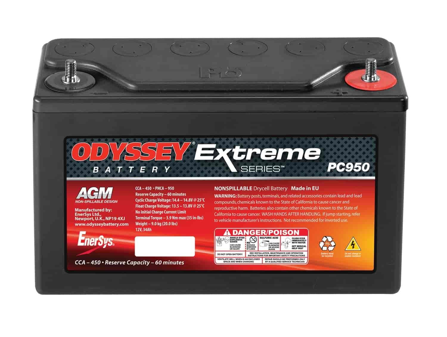 Odyssey Batteries PC950 Extreme Racing Battery 950 PHCA 450 CCA RC Min ...