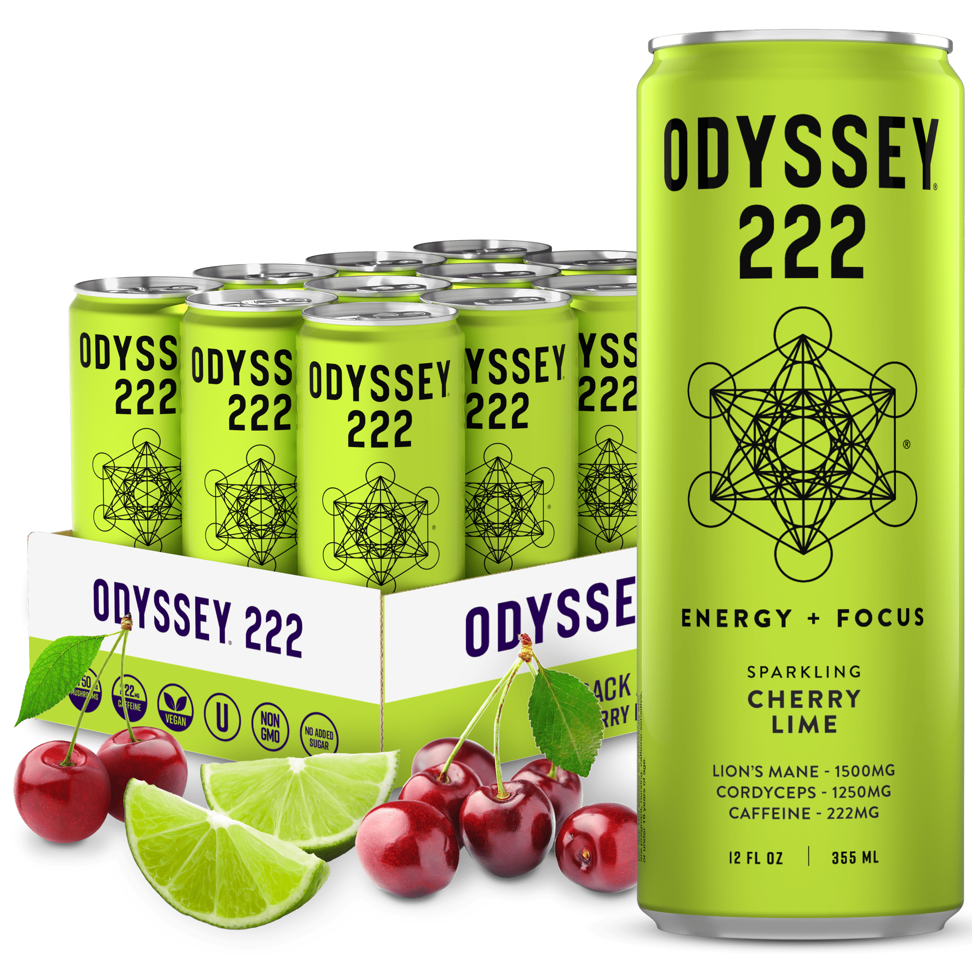 Odyssey Elixir Energy And Focus Sparkling Mushroom Drink 222mg Cherry