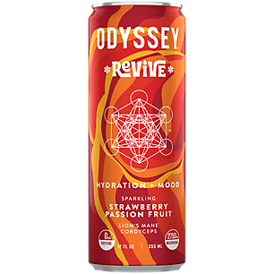 Odyssey Elixir, Hydration & Focus Mushroom Drink, Strawberry Passion Fruit, 12 Fl oz (Pack of 12 ...