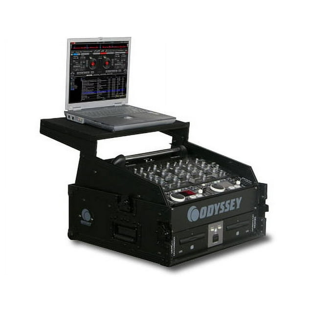 Odyssey FZGS1002BL New DJ Gear Combo Rack 10U Over 2U Black Label Glide ...