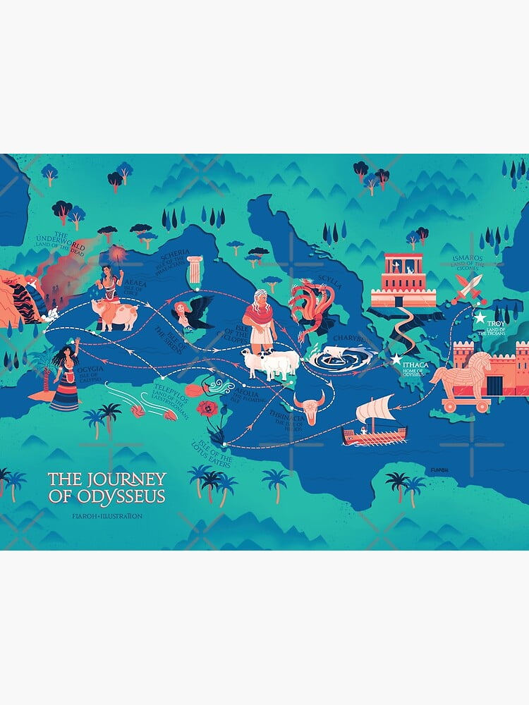 Odyssey Map - The Journey of Odysseus Poster Framed-unframed - Walmart.com