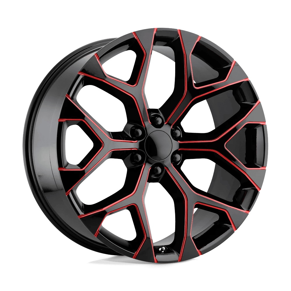 Oe Creations Pr176 20X9 6X139.7 24Et 70.6Cb Gloss Black Red Milled Wheel - Walmart.com