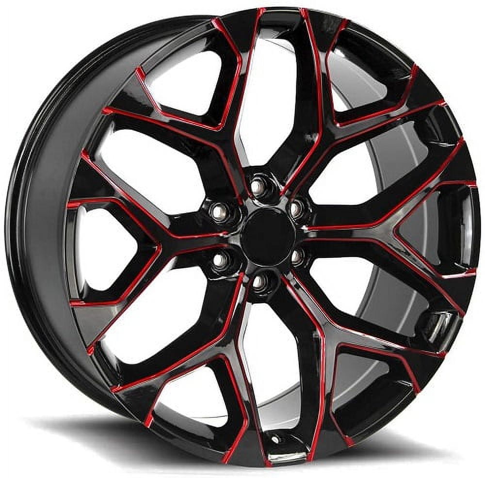 Oe Creations Pr176 22X9 6X139.7 24Et 70.7Cb Gloss Black Red Milled ...