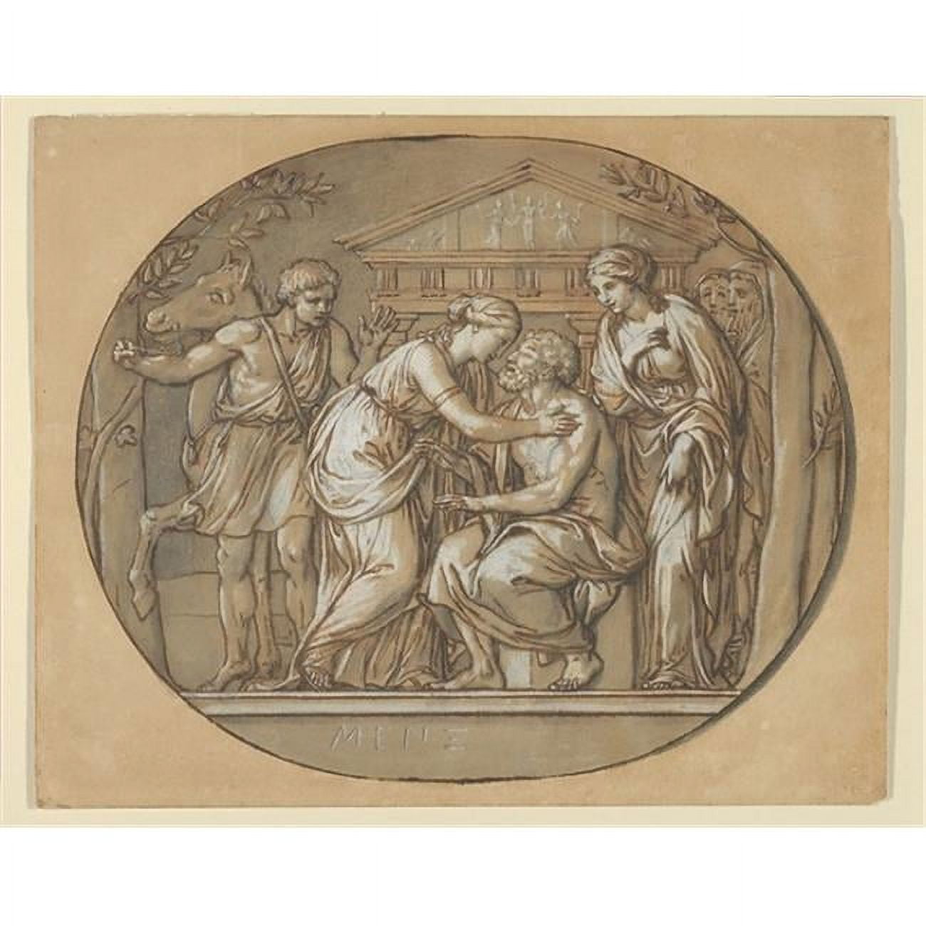 Oedipus Before The Temple of The Furies Between His Daughters Antigone ...