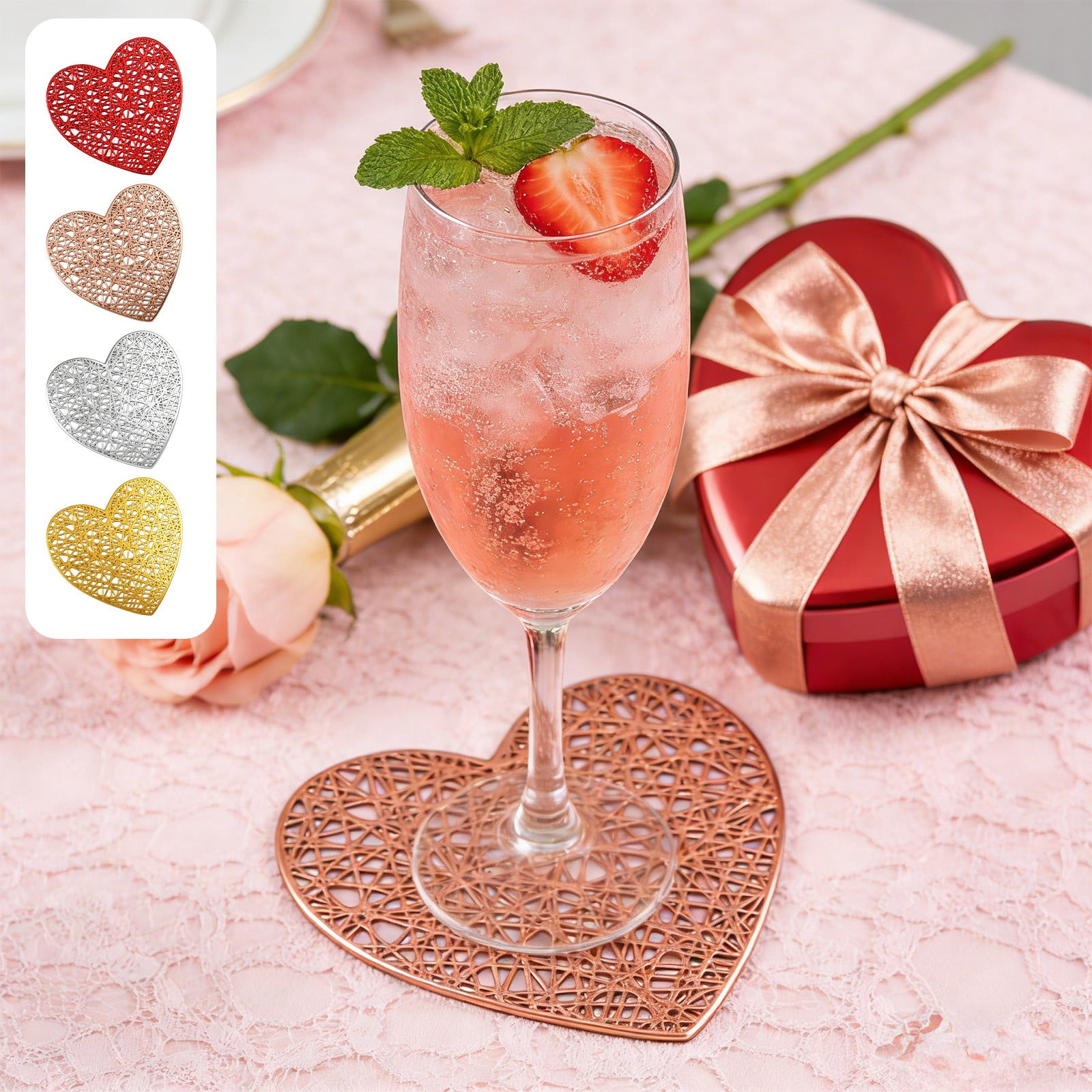 Oefntac Anniversary Gifts Heart Shaped PVC Placemats Set of Heat ...