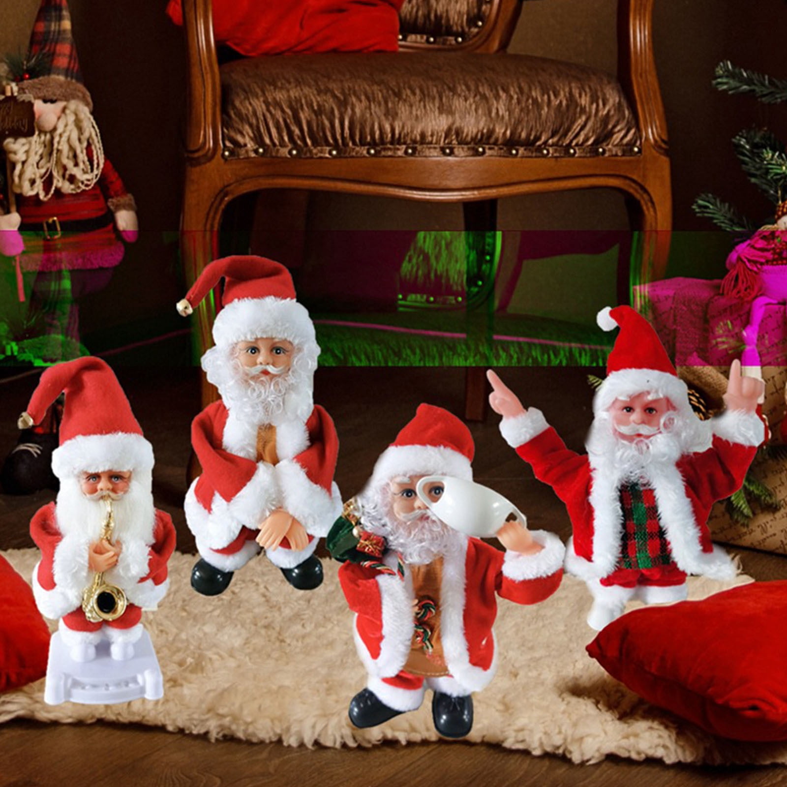 Oefntac Christmas Decor Dancing Santa Claus Toy,Flannel Plastic Musical ...