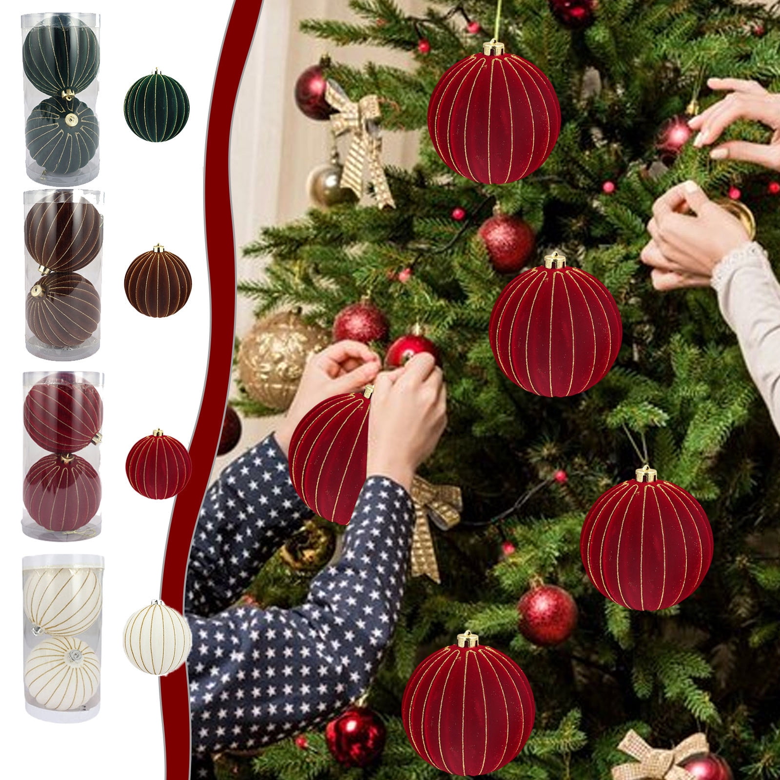 Oefntac Christmas Decorations Indoor Christmas Flocking Balls Ornament ...