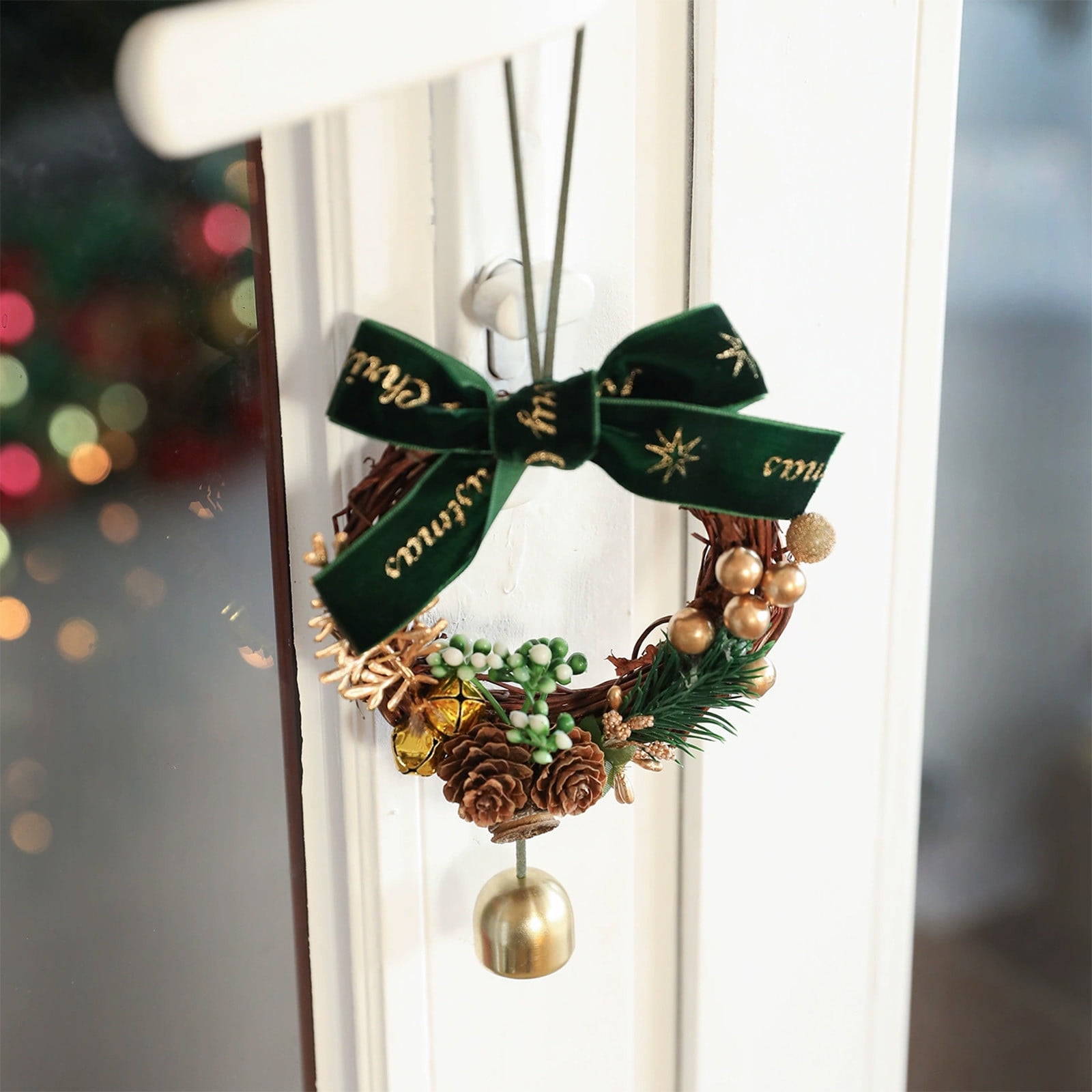 Oefntac Christmas Decorations Indoor Christmas Scene Bow Pinecone Bell ...