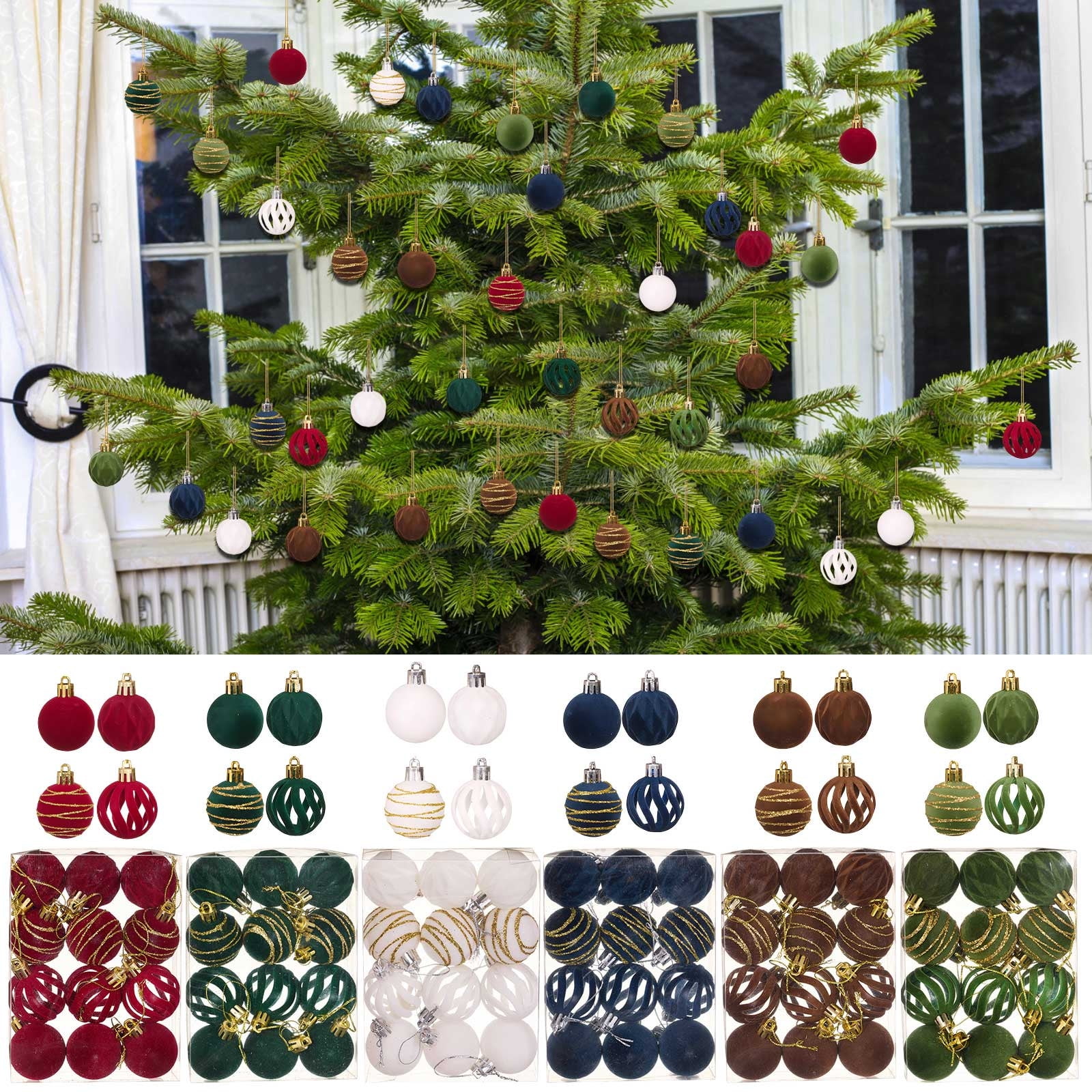 Oefntac Christmas Home Decor 12pcs Velvet Christmas Ball Ornaments ...