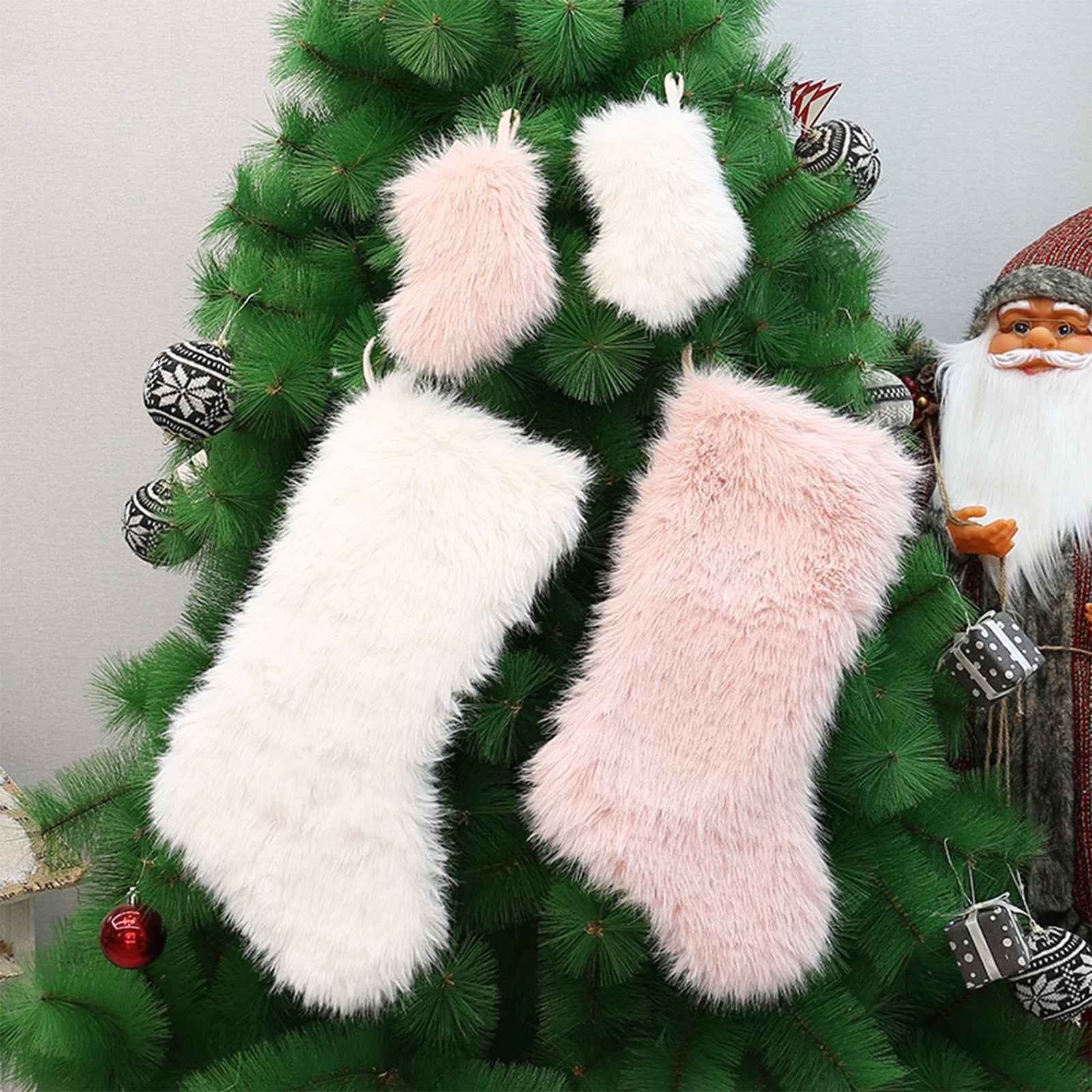 Oefntac Christmas Ornaments Long Plush Christmas Socks Gift Bag 18.9x6 ...