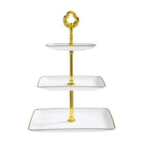 3 Layer Cake Stand Decorative Trays, Cupcake Stands with Gold Rim ...