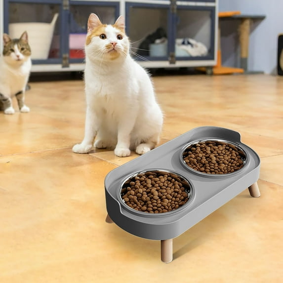 Oefntac Dog Bowl Double Dog Cat Bowl Tipping Spill Proof Stainless ...