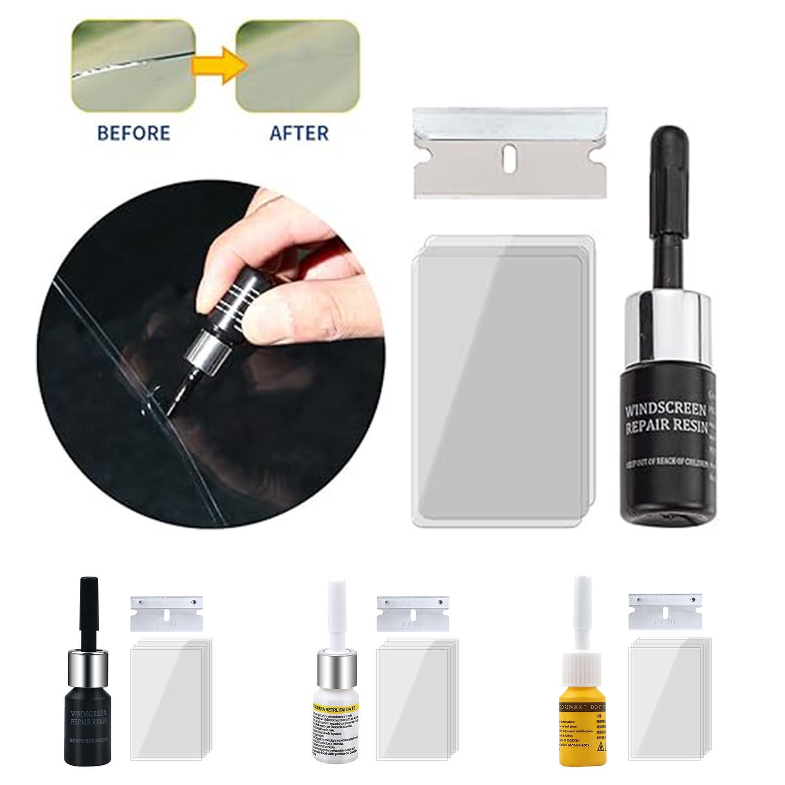 Oefntac Glass Repair Kit Glass Windshield Repair Kit Crack Chip Resin ...
