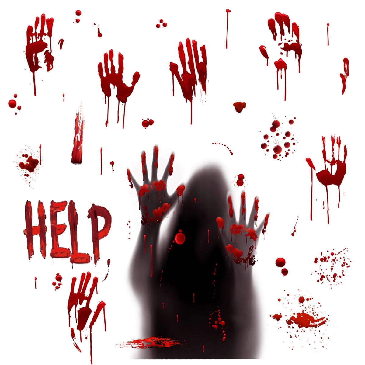 Oefntac Halloween Horror Handprint Glass Window Window Electrostatic ...