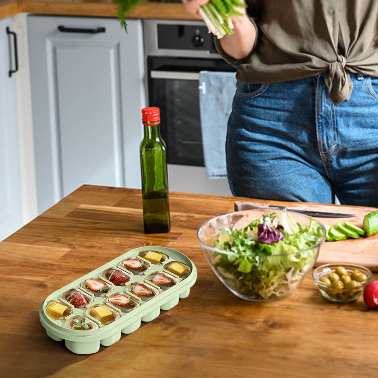 Oefntac Ice Block Maker Ice Tray Mold with Lid Easy Release 12 ...