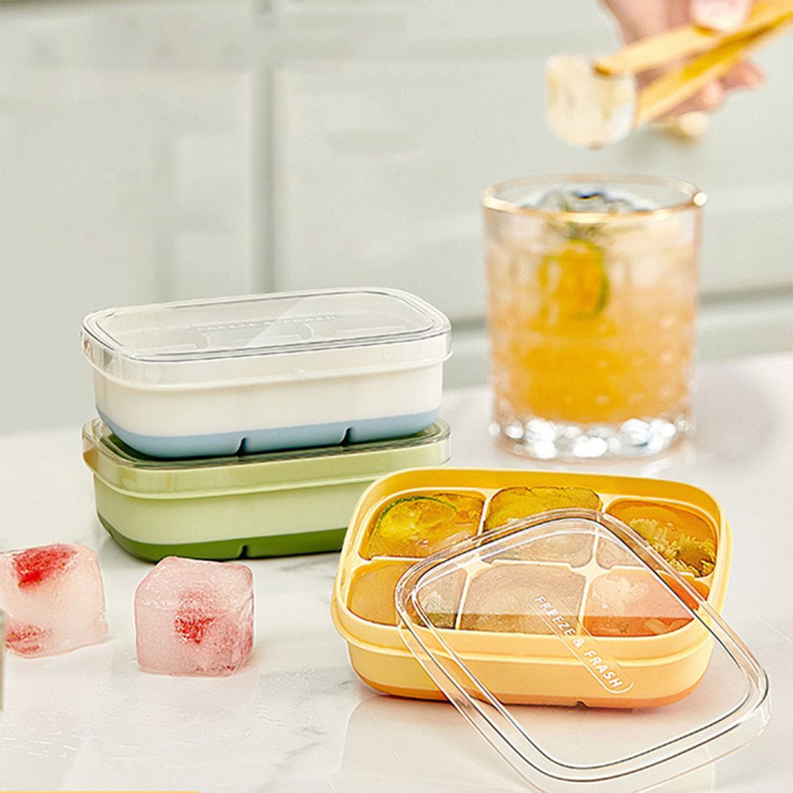 Oefntac Ice Trays for Freezer Ice Compartment 6 Compartment Square ...