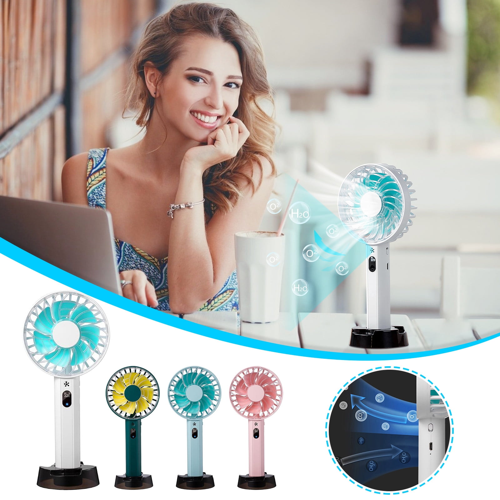 Oefntac Savings Small Desk Fan 2025 Portable Usb Digital Display ...