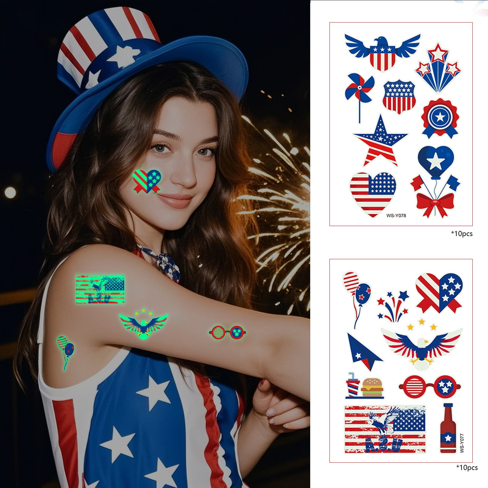 Oefntac Savings Sticker Luminous Independence Day Sticker Flag Party ...