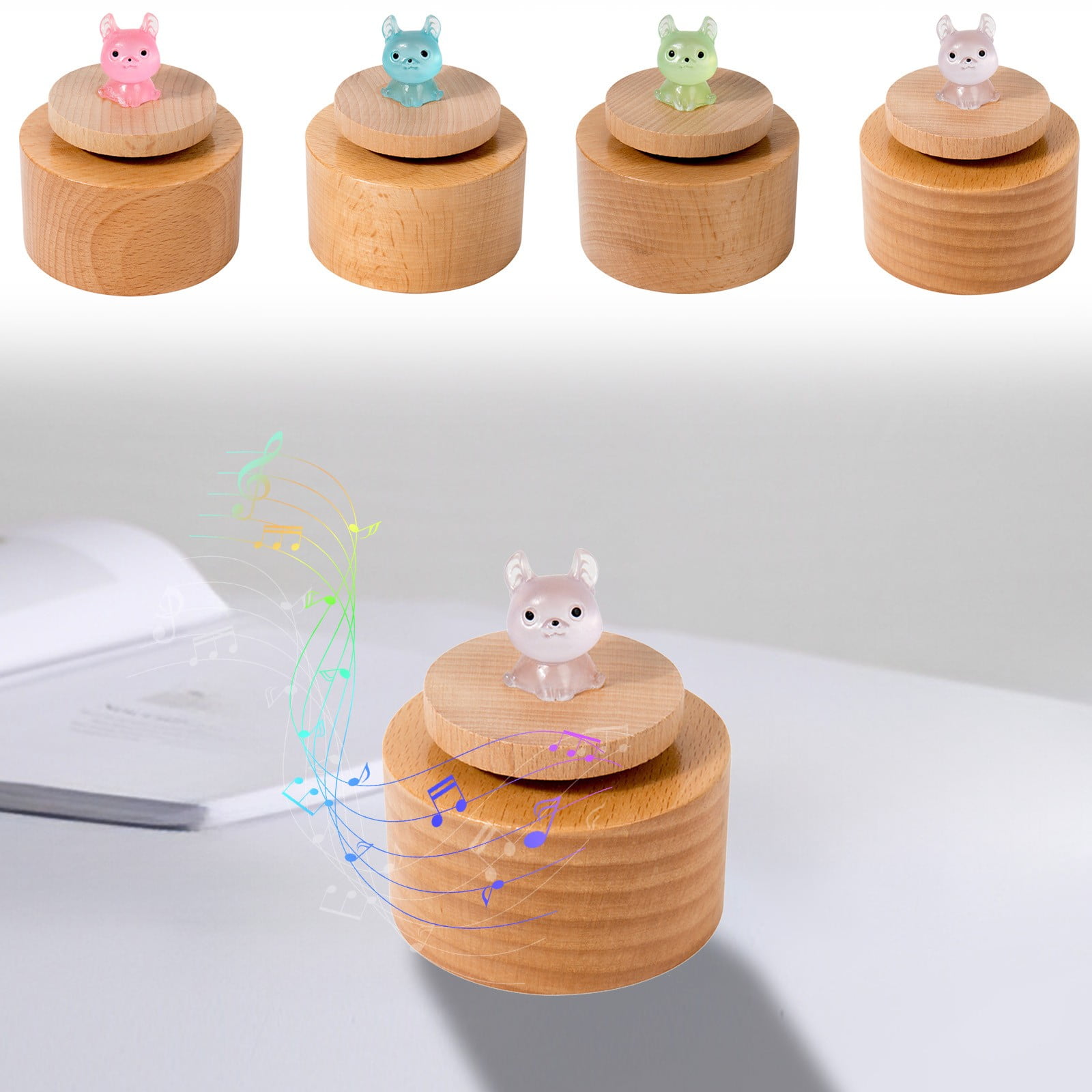 Oefntac Savings Toys Mini Luminous Circular Music Box Wooden Rotating ...
