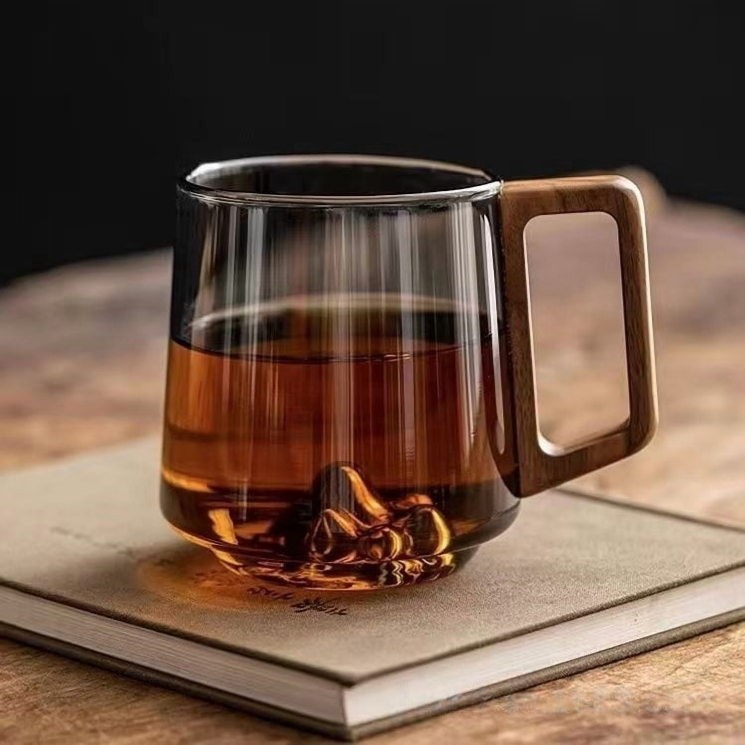Oefntac Tea Cup High Temperature Glass Tea Cup Walnut Handle Heat ...
