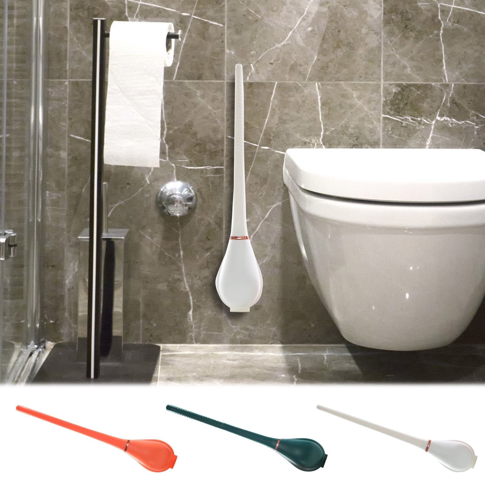 Oefntac Toilet Brush Flexible Toilet Brush Non-Slip Base Wall Mount ...