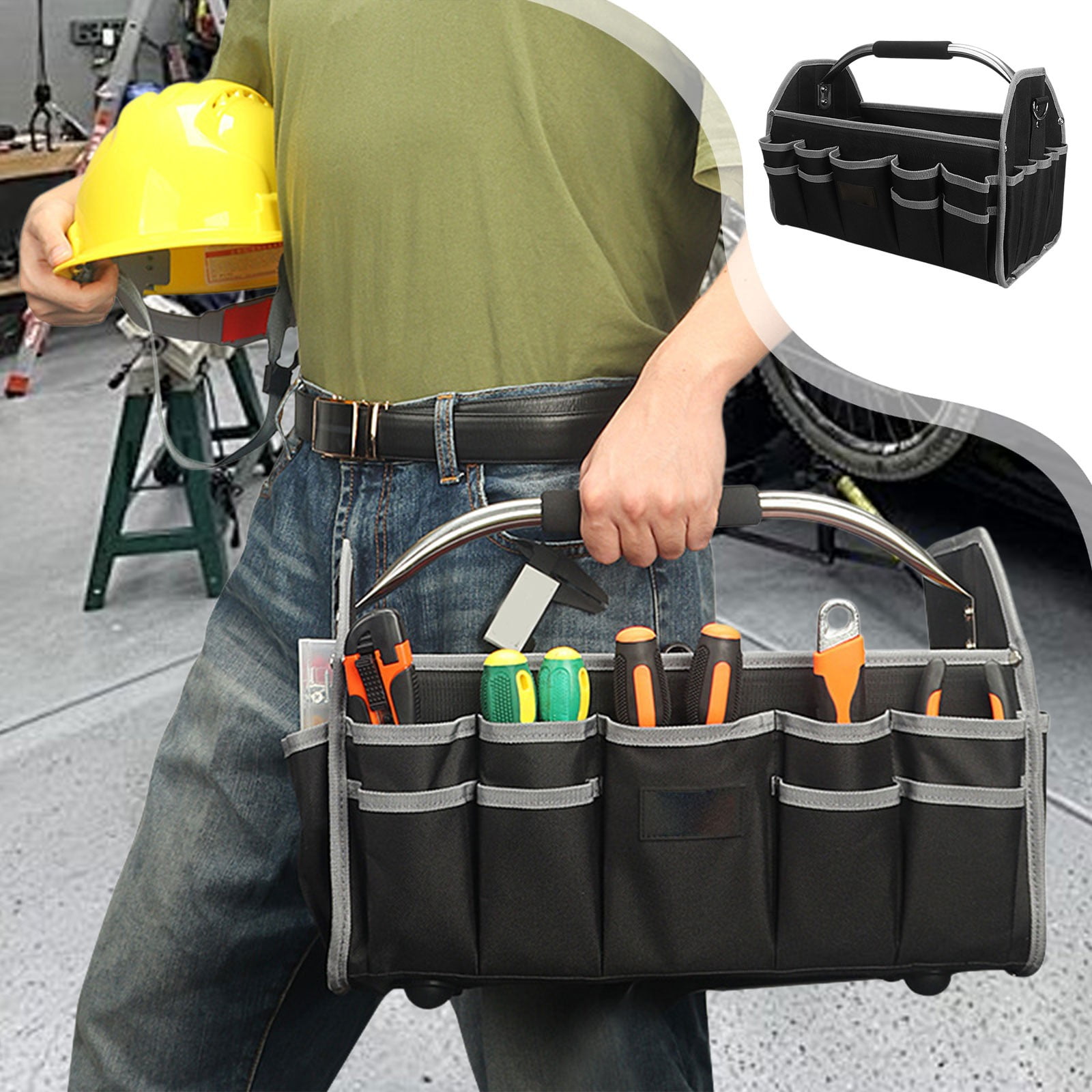 Oefntac Tool Box Multi-Compartment Tool Box Heavy-Duty Tool Case Large ...