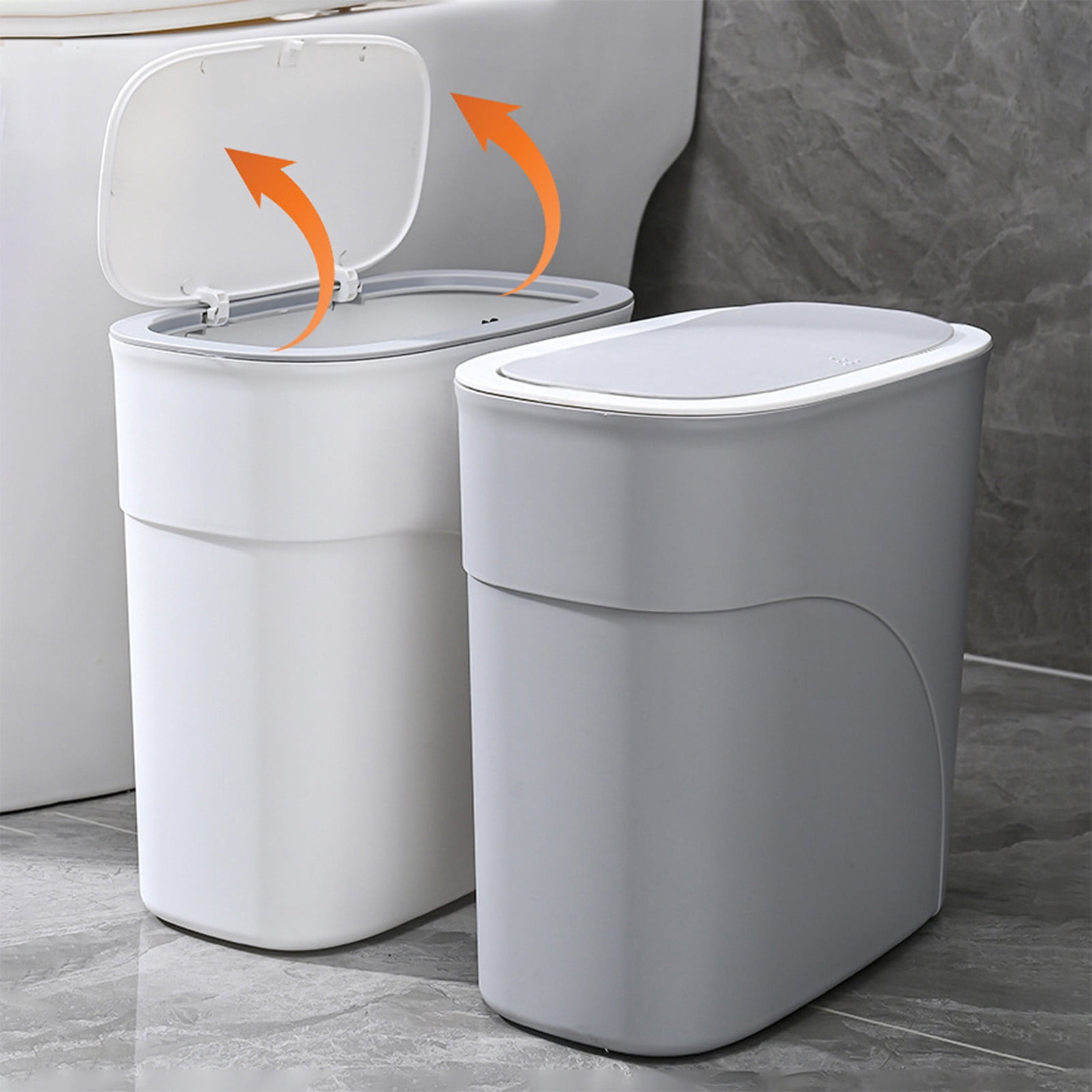 Oefntac Trash Can Press Top Trash Can Flip Lid,Plastic Space Saving ...