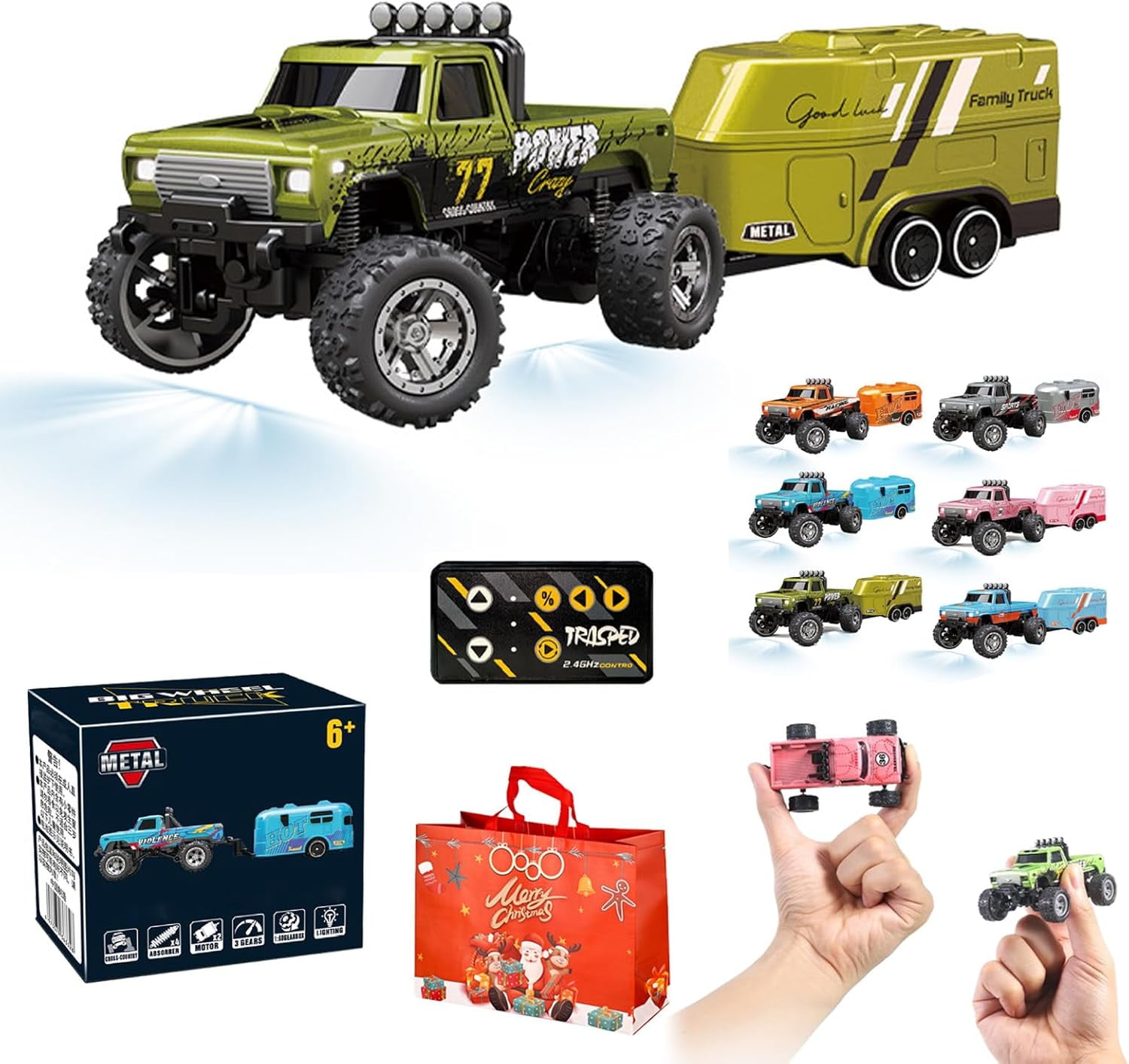 Oein Mini Rc Monster Truck, 1/64 Scale Alloy Rc Big Wheel Truck, Mini Rc Monster Truck and ...