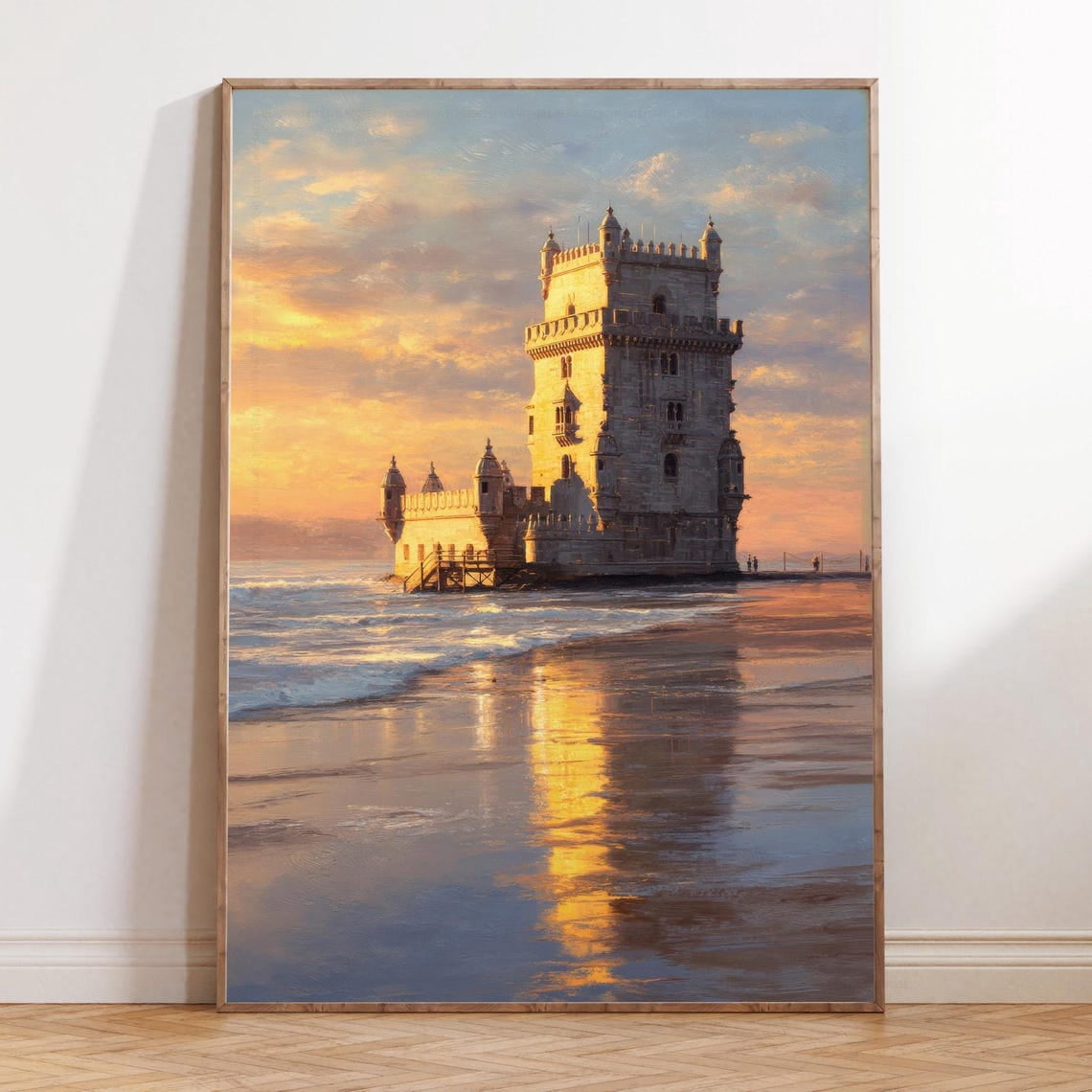 Oeiras Portugal Historic Tower Golden Sunset Coastal Art, Unframed ...