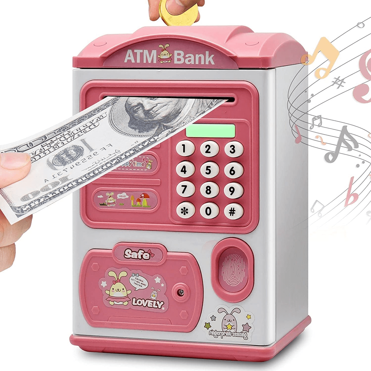 Oenbopo Digital Mini ATM, Plastic Piggy Bank with Slot, Money Safe Box ...