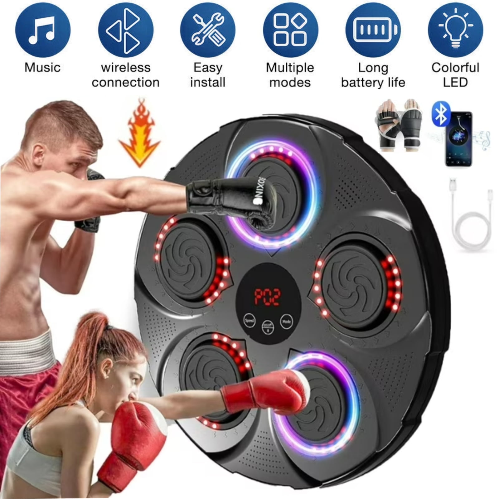 Oenbopo Upgrade Music Boxing Machine, Smart Bluetooth Interactive Wall ...