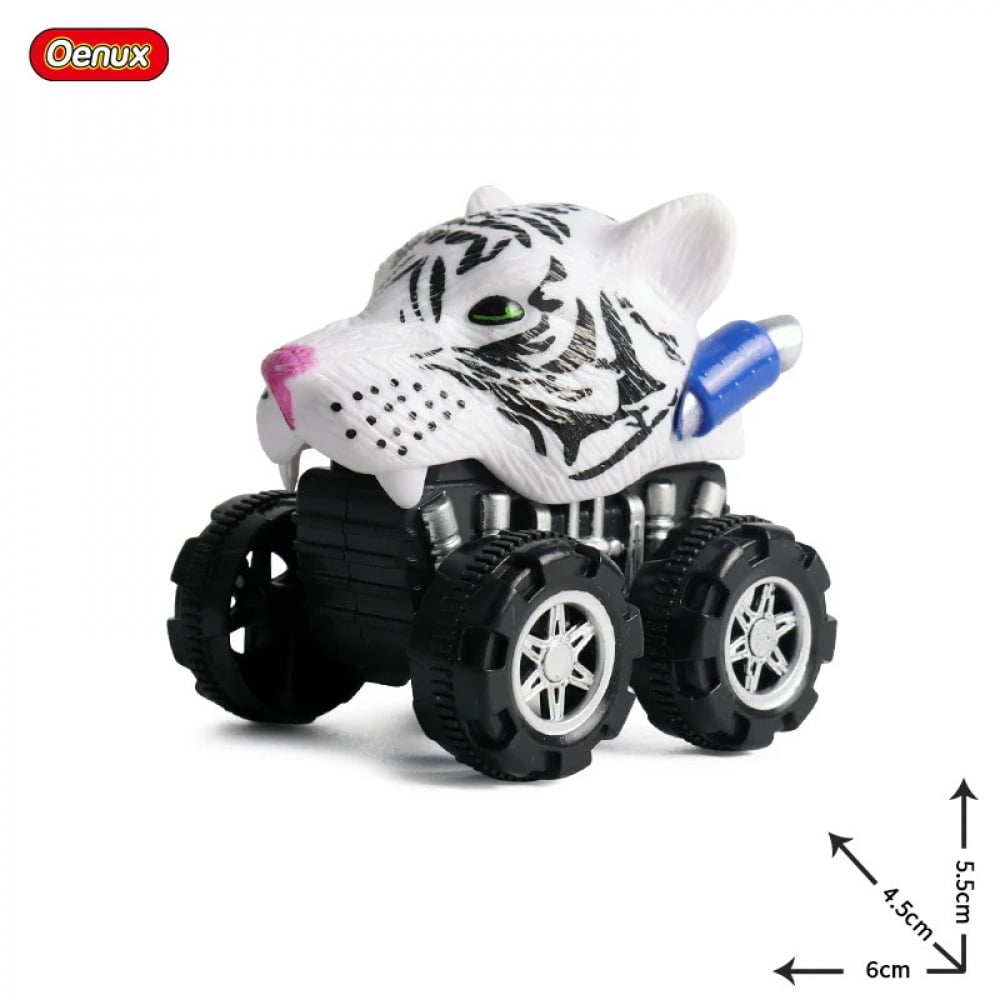 Oenux Mini Wild Tiger Wolf Pull Back Car Simulation Animals Model Shark ...