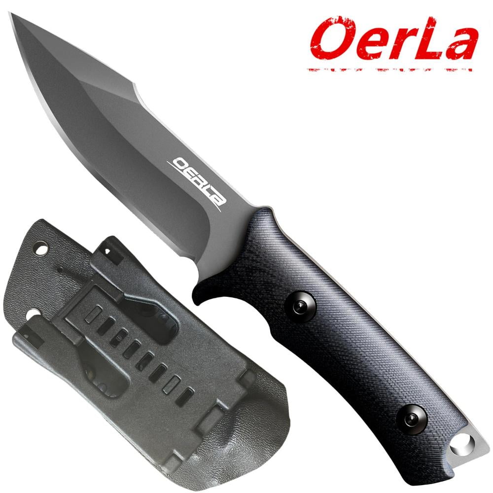 Oerla OLF-1009 Tactical Fixed Blade Knife with Black G10 Handle, 3.8 ...